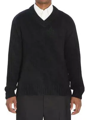 LISA YANG Ribbed V-neck Cashmere Sweater - Black