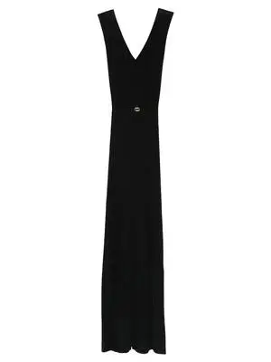 TWINSET Pleated V-neck Midi Dress - Black