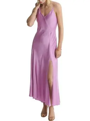 Mango Asymmetric Satin Dress - Light/pastel Purple
