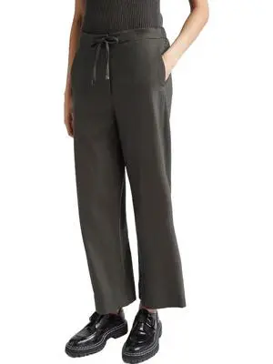 Max Mara Flora Stretch Virgin Wool Drawstring Pants - Dark Green