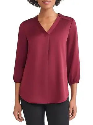 Jones New York Textured Crepe Tunic Bordeaux