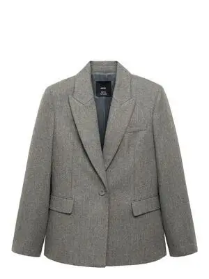 Mango Single-breasted Blazer - Grey