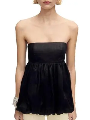 Mango Strapless Bubble Top - Black