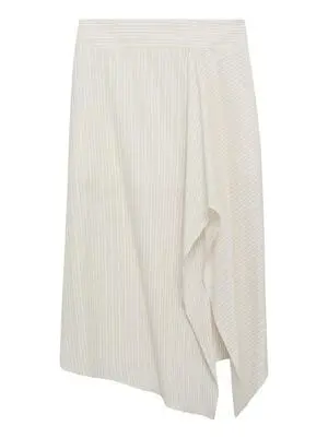 MANGO Striped Asymmetric Midi Skirt