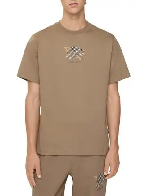 Burberry Ekd Check Cotton T-shirt - Clay Brown