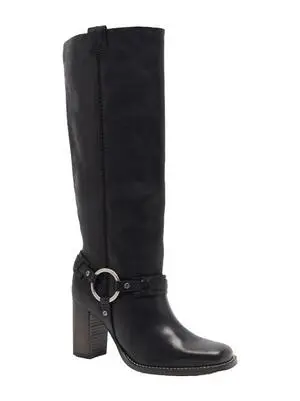 Free People Heidi Harness Tall Boots - Black Leather