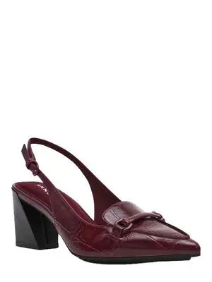 Anne Klein Royce Slingback Pointed Toe Pumps Wine Croc