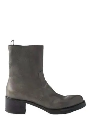 Prada Leather Biker Boots - Grey