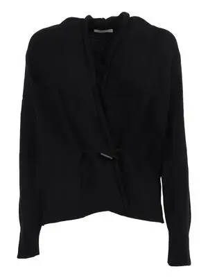 KANGRA Belted Wool Cashmere Cardigan - Black