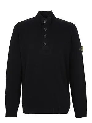 Stone Island Half Zip Up Sweater - Black