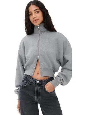 AGOLDE Darby Zip Up Sweatshirt - Grey Heather