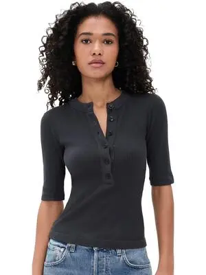 Citizens Of Humanity Citizens Of Humanity Nali Short Sleeve Henley Charcoal