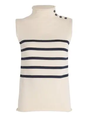Max Mara Cotton Striped Sweater Vest - White