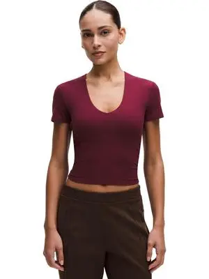 Lululemon Ribbed Nulu V-neck T-shirt - Burgundy Bay