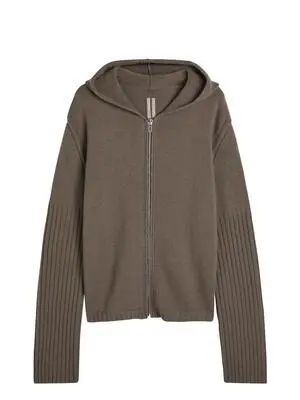 Rick Owens Zipped Hooded Cashmere Jumper - Grey
