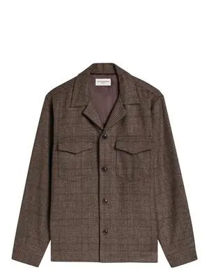 Officine Générale Judas Houndstooth Wool Overshirt - Brown