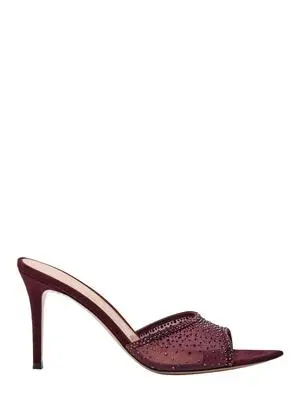 GIANVITO ROSSI Rania 85 Crystal-embellished Mules - Burgundy