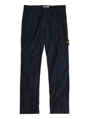 Stone Island Crinkled Tapered-Leg Corduroy Trousers Navy