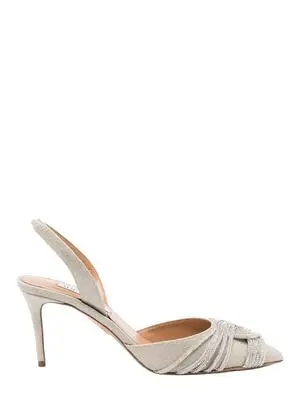 AQUAZZURA Gatsby 85mm Crystal Embellished Pumps - Silver