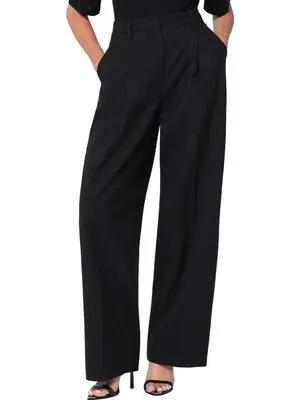 THE LATEST Wide Leg Wool Blend Trousers - Black