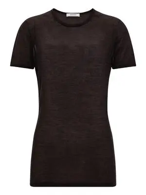 FERRAGAMO Knitted T-shirt - Brown