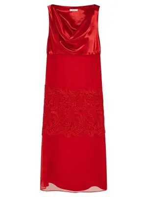 FERRAGAMO Silk Chiffon And Lace Dress - Red