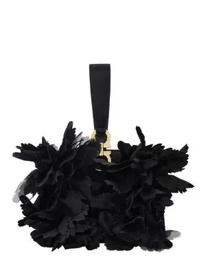 FERRAGAMO Mini Clutch With Floral Appliqu - Black