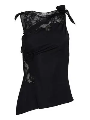 Coperni Lace Flower Top - Black