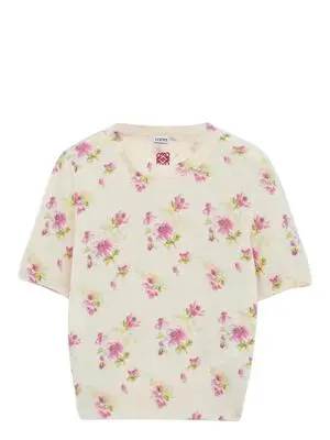 Loewe Short Sleeve Floral Sweater - White