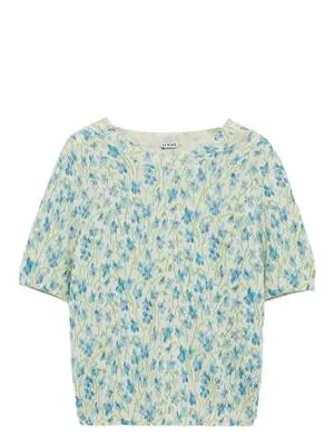 Loewe Short Sleeve Floral Sweater - White
