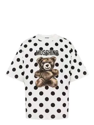 Moschino Polka-dot Teddy-bear Print T-shirt - White