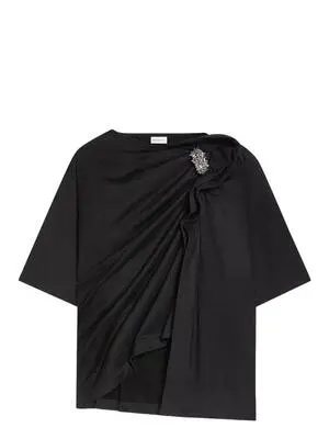 Dries Van Noten Draped Brooch T-shirt - Black
