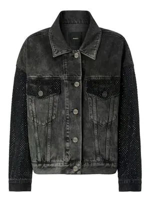 Pinko Stonewashed Embellished Denim Jacket - Black