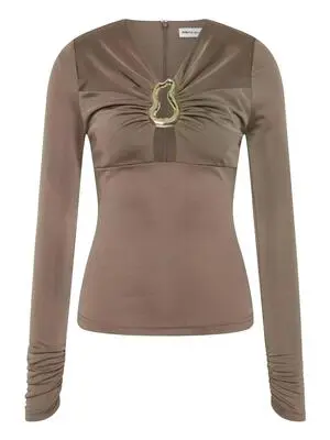 Rebecca Vallance Keyhole-neckline Long-sleeved Blouse - Brown