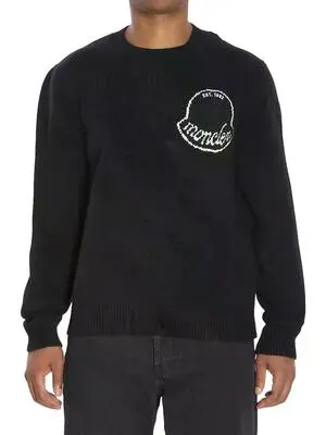 Moncler Logo-intarsia Virgin Wool Sweater - Black