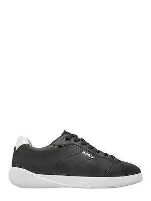 Hugo Leather Trainers With Logo Detail - Black