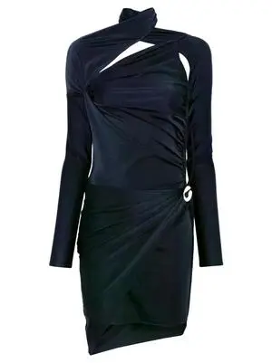 Coperni Twisted Asymmetric Mini Dress Blue