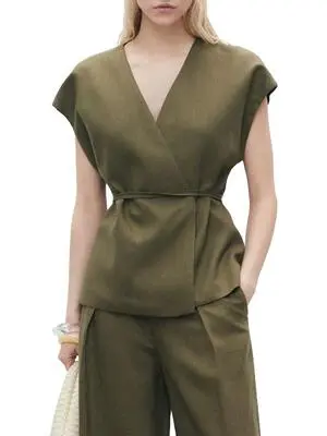Mango Wrap Top - Khaki Green