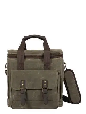 Legacy Weekender 6-bottle Insulated Wine Bag - Khaki Green With Brown Accents