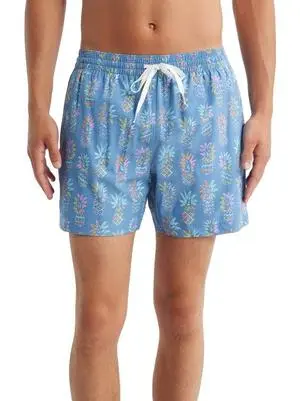 CHUBBIES Pineapple Print 5.5-inch Swim Trunks - Bright Blue