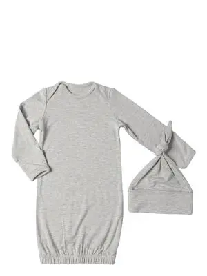 EVERLY GREY Long Sleeve Gown And Hat Set Heather Grey Solid