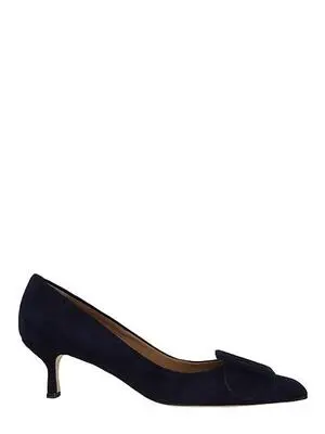 ANDREA CARRANO Pointed Toe Kitten Heel Pumps - Navy
