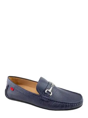 MARC JOSEPH NEW YORK Wall Street Leather Buckle Loafer - Fast Blue Grainy