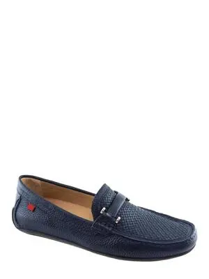 MARC JOSEPH NEW YORK Bryant Park Leather Weave Driver Loafer - Navy Grainy