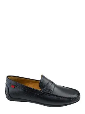 MARC JOSEPH NEW YORK Hamilton Place Leather Penny Driver Loafer - Black Grainy