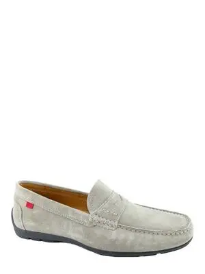 MARC JOSEPH NEW YORK Hamilton Place Leather Penny Driver Loafer - Grey Suede