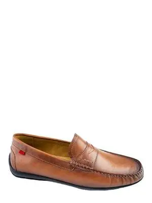 MARC JOSEPH NEW YORK Hamilton Place Leather Penny Driver Loafer - Whiskey Grainy