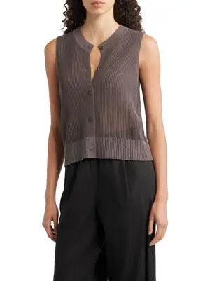 Eileen Fisher Organic Cotton And Silk Sweater Vest - Rye