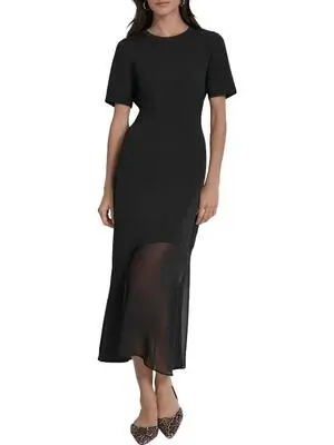 Dkny Mixed Media Maxi Dress - Black