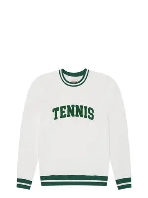 ELLSWORTH + IVEY Elle Collegiate Tennis Sweatshirt Ivory/green